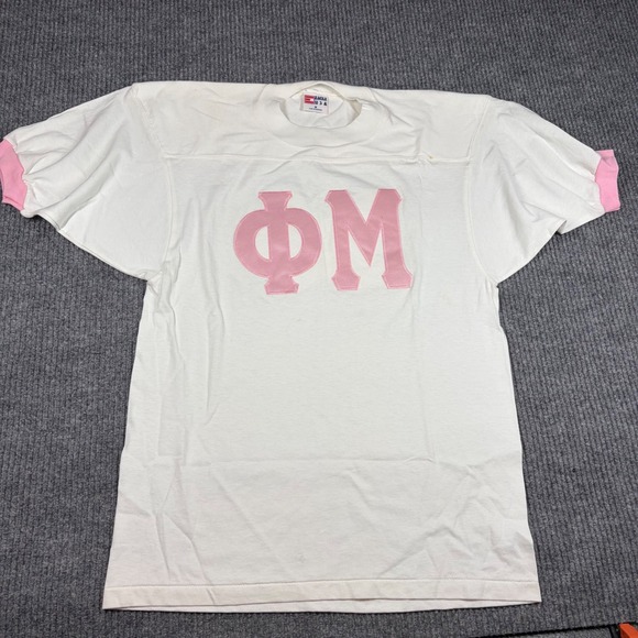 Eagle USA | Tops | Eagle Usa Phi Mu Sorority Jersey Tshirt White Pink ...